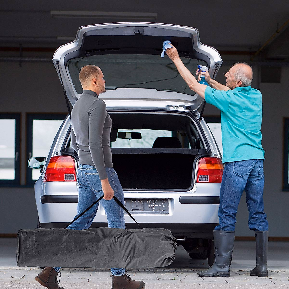 S AFSTAR Oversized Camping Chair, Cushion Padded Moon Round Saucer Chair w/Cup Holder & Carry Bag, Outdoor Leisure Chair, Portable Folding Camp Chair for Camping Fishing, Supports 300lbs (1, Grey)