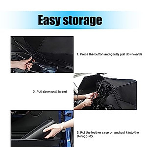 NGHEY 1 PC Car Windshield Sun Shade Umbrella, 34.64" x 56.69" Opening Design Foldable Umbrella, Dashboard Protective Sun Shield Shade Keep Your Vehicle Cool for Car SUV Truck (Silver)