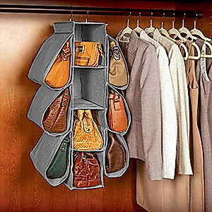 kindabigdeal Hanging Purse Handbag Organizer Wardrobe Closet Organizer Nonwoven 10 Pockets Hanging Closet Storage Bag for Homewares and Accessories
