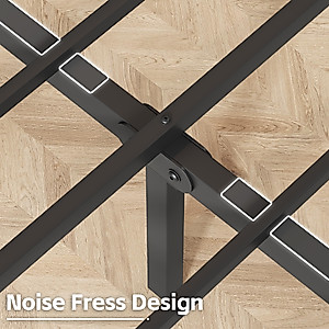 Fluest Queen Bed Frame with Headboard and Footboard, Metal Platform Bed Frame with Under Bed Storage, All-Metal Support System, No Box Spring Needed, Easy Assembly,Rustic Grey