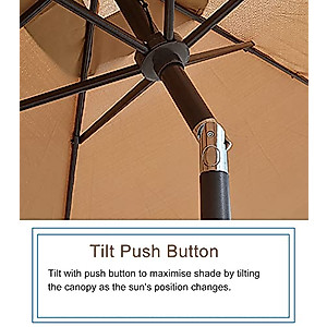 Patio Umbrella Square Outdoor Market Table Umbrella with Push Button Tilt and Crank, 6ft Patio Umbrellas for Porch/Poolside/Lawn/Doorway, Portable Garden Umbrella Parasol (Color : Light Brown)