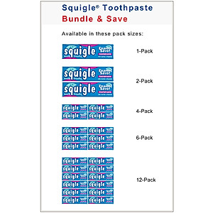 Squigle Enamel Saver Toothpaste (Canker Sore Prevention & Treatment) Prevents Cavities, Perioral Dermatitis, Bad Breath, Chapped Lips - 12 Pack