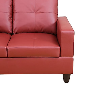 103" W Sectional Couches for Living Room, Faux Leather Couch with Storage Ottoman, Leather Sofa Brown Couches, Modular Sectional Sofa,Modular Sectional Couch for Living Room Furniture Sets, Red