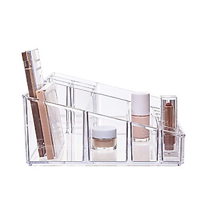 STORi Audrey Clear Vanity Makeup Organizer | 15-Compartment Holder for Brushes, Eyeshadow Palettes, & Beauty Supplies | Stacks on Audrey Storage Drawers | Made in USA