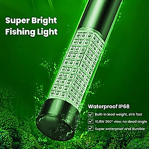 LED Night Fishing Light 12V 108 LEDs 10.8W Underwater Night Fishing Finder Light, 1080LM Green Submersible Fishing Attracting with 5M Power Cord
