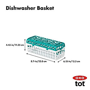 OXO Tot Dishwasher Basket for Bottle Parts & Accessories, Teal, 1 Count (Pack of 1)