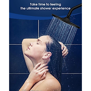 Rain Shower Head VMASSTONE 9In High Pressure Showerhead - Tool Free Installation- with Large Spray Surfaces and 200 Nozzles for Delicate and Unstimulate Shower Experience (EM-001 Matte Black/Black)