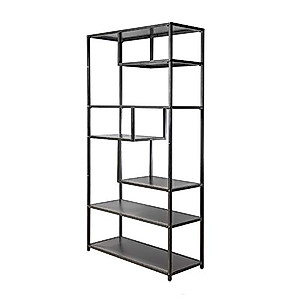 Furniture of America Zin Industrial Metal 6-Shelf Bookcase in Powder Coated Gray