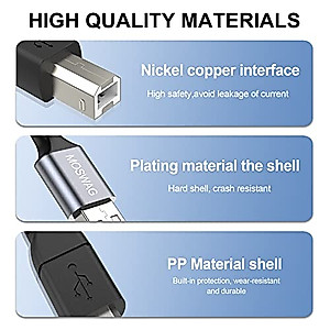 MOSWAG USB Printer Cable 5FT/1.5Meter Scanner Cable USB Printer Cord Type A to Type B Durable USB 2.0 Scanner Cord High Speed for HP,Canon,Dell,Epson,Lexmark,Xerox,Brother,Samsung and More