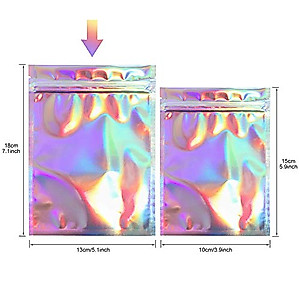 Green Nexus 100 Pack Smell Proof Odorless Bags- 5x7 Inch Resealable Holographic Bags Foil Pouch Bag Flat Ziplock Bag