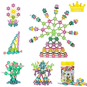 QUN XING STEM Toys Building Blocks Educational Toys 720 Pieces Construction Interlocking Plastic Flake Disc Set Great STEM Toy for Kids 6+ Years Old Boys and Girls