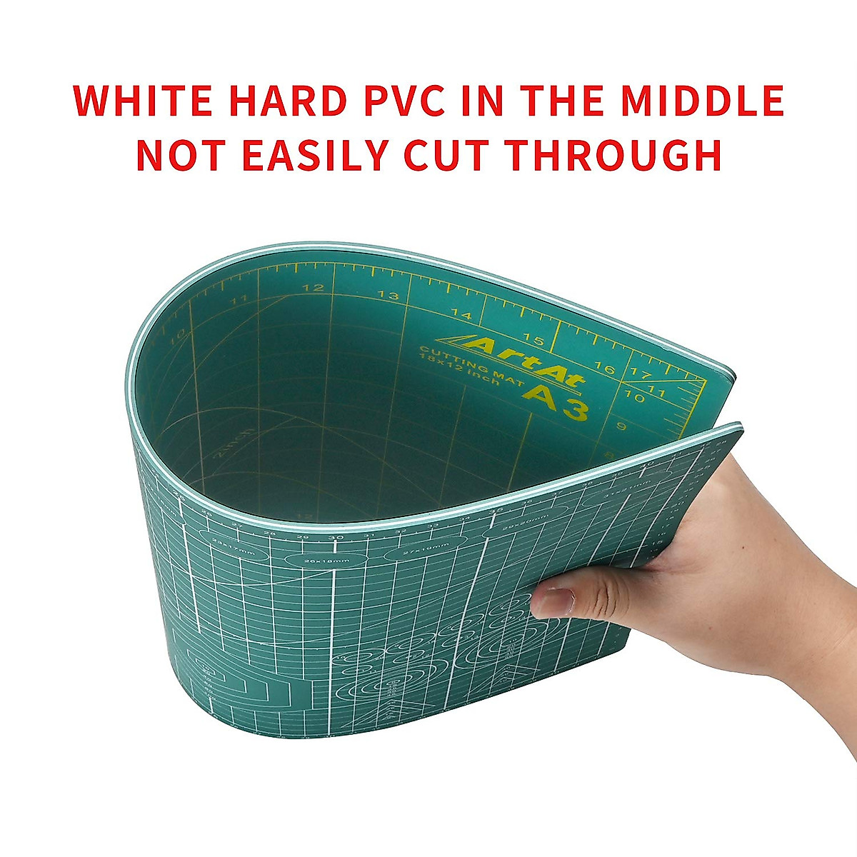 ArtAt Self Healing Cutting Mat: 12″x 18″ Green Double Sided Non-Slip 5 Layers PVC Durable Craft Sewing A3 Mat for Rotary Cutter, Use for Quilting and Scrapbooking and Craft & Art Projects…