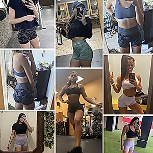 Aonour Camo Running Shorts for Women Lightweight High Waist Butt Curvy Workout Yoga Hiking Cycling Shorts Bean Green L