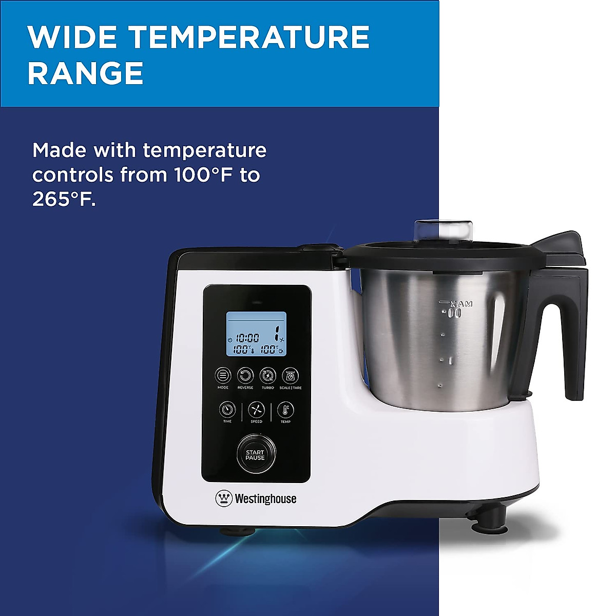 Westinghouse Smart Cooking Machine - 10-in-1 Functionality, Featuring 3 Preset Cooking Modes, LCD Display, Built-In Temperature Controls, and 3L Removable SS Mixing Bowl