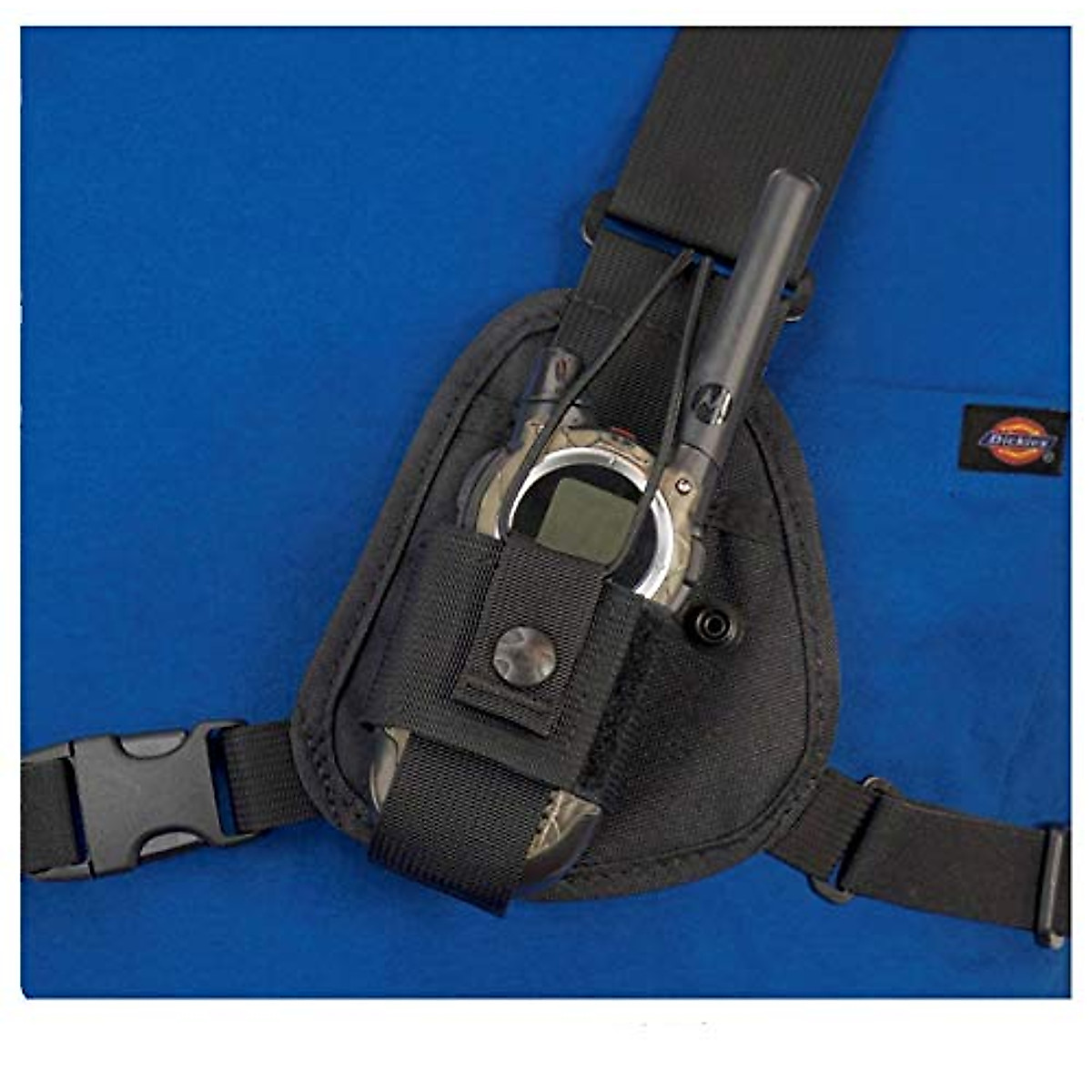 RCH-103 Radio Chest Harness Shoulder Radio Holster Chest Pack an Adjustable Depth Radio Pouch for Small Motorola Talk About Two-Way Radios and Walkie Talkies. Made in USA by Holsterguy.