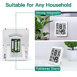 TXL Large Digital Hygrometer Indoor Thermometer with Humidity Gauge, Smart Room Temperature Humidity Sensor Monitor with Touch LCD Backlight for Home Office Warehouse Greenhouse Garden Wine Cellar