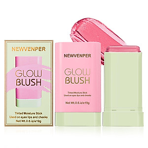 Waterproof Cream Blush for Cheek, Eyes and Lip Long Lasting & Smooth Creamy Formula Lightweight Blush Stick Blush Wand 01#