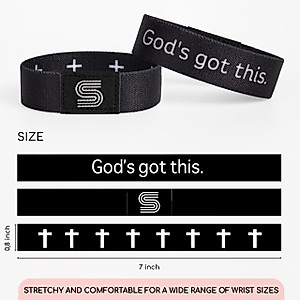 Christian Daily Bible Verse Bracelet Scan Phone with Technology for Women, Men, Teens, Scripture Bracelet with Bible Verse, Elastic Jesus Wristband, Religious Gifts, Inspirational (God's got this)