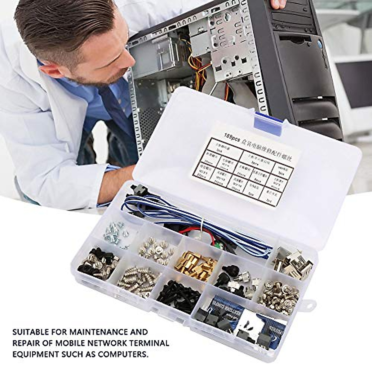 Taidda Motherboard Screws Computer Screws Kit, Hard Disk Screws 189Pcs Motherboard Hard Disk Screws PC Assortment Kit Computer Repairing Accessories