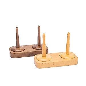 Double Black Walnut Wood Yarn Holder Advanced Metal Twirling Mechanism Lazy Susan Big Stand Ball Spindle Sewing Crocheting Tool Wool Cord Organizer Ribbon Storage Knitting Crochet Accessory