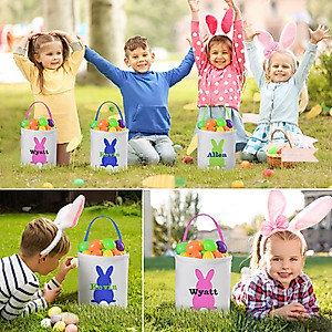 Personalized Easter Basket, VAPCUFF Easter Baskets for Boys Girls Easter Bunny Basket Easter Eggs Hunt Basket Easter Gifts Easter Bunny Basket Gifts for Kids - Blue