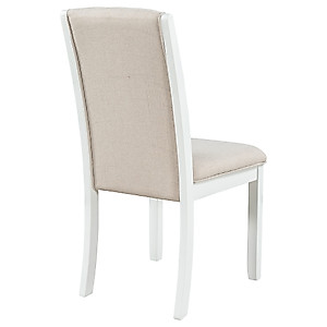 Penifun Set of 4, Full Back Set with Upholstered, Farmhouse Dining Chairs with Solid Wood Frame and Legs,White+Cushion Beige