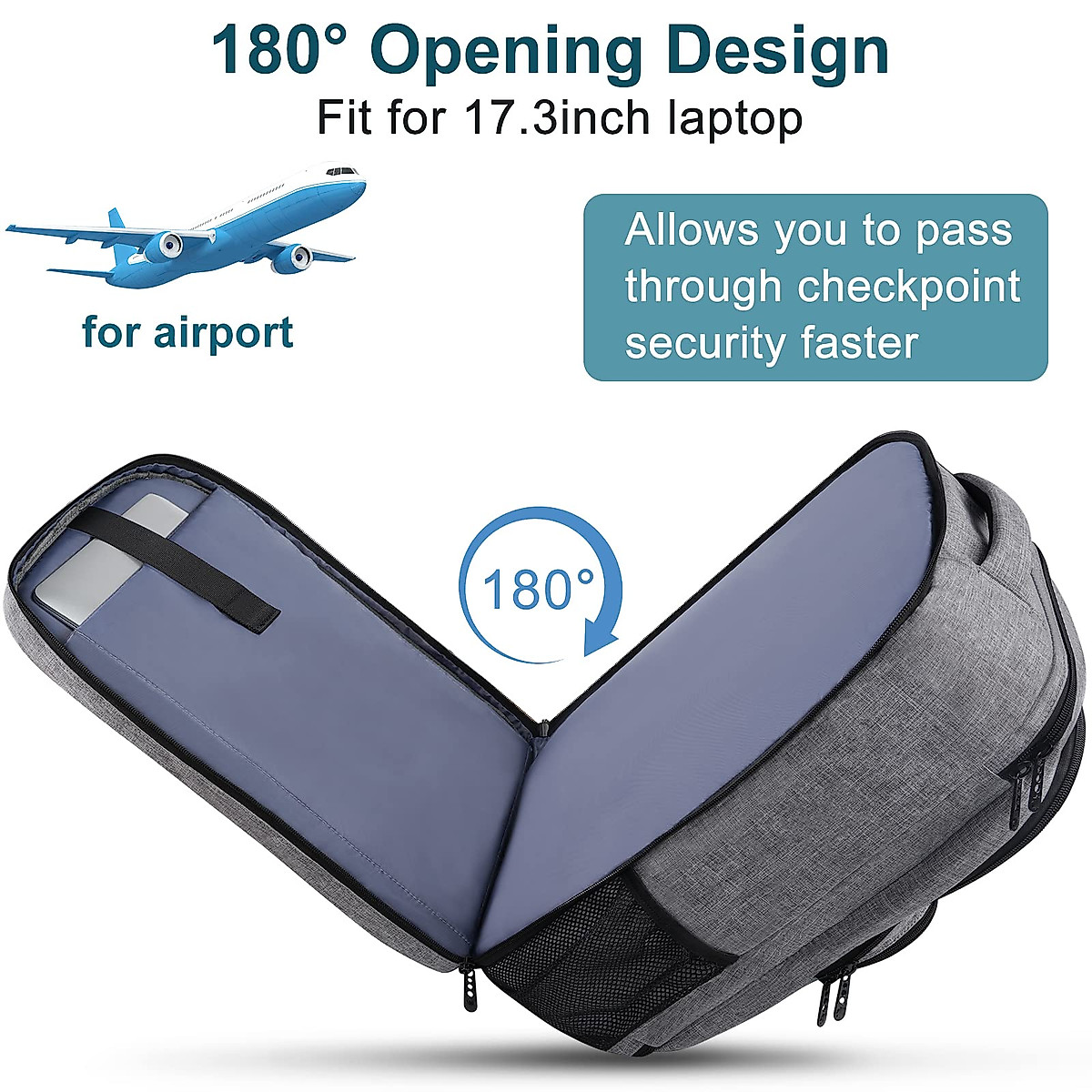 Bosynoy Travel Backpack for Women Men, 40L Large Carry On Backpack Airline Approved TSA Suitcase Backpack, for 17.3 Inch Laptop, Weekender Backpack Overnight Bag with 2 Packing Cubes