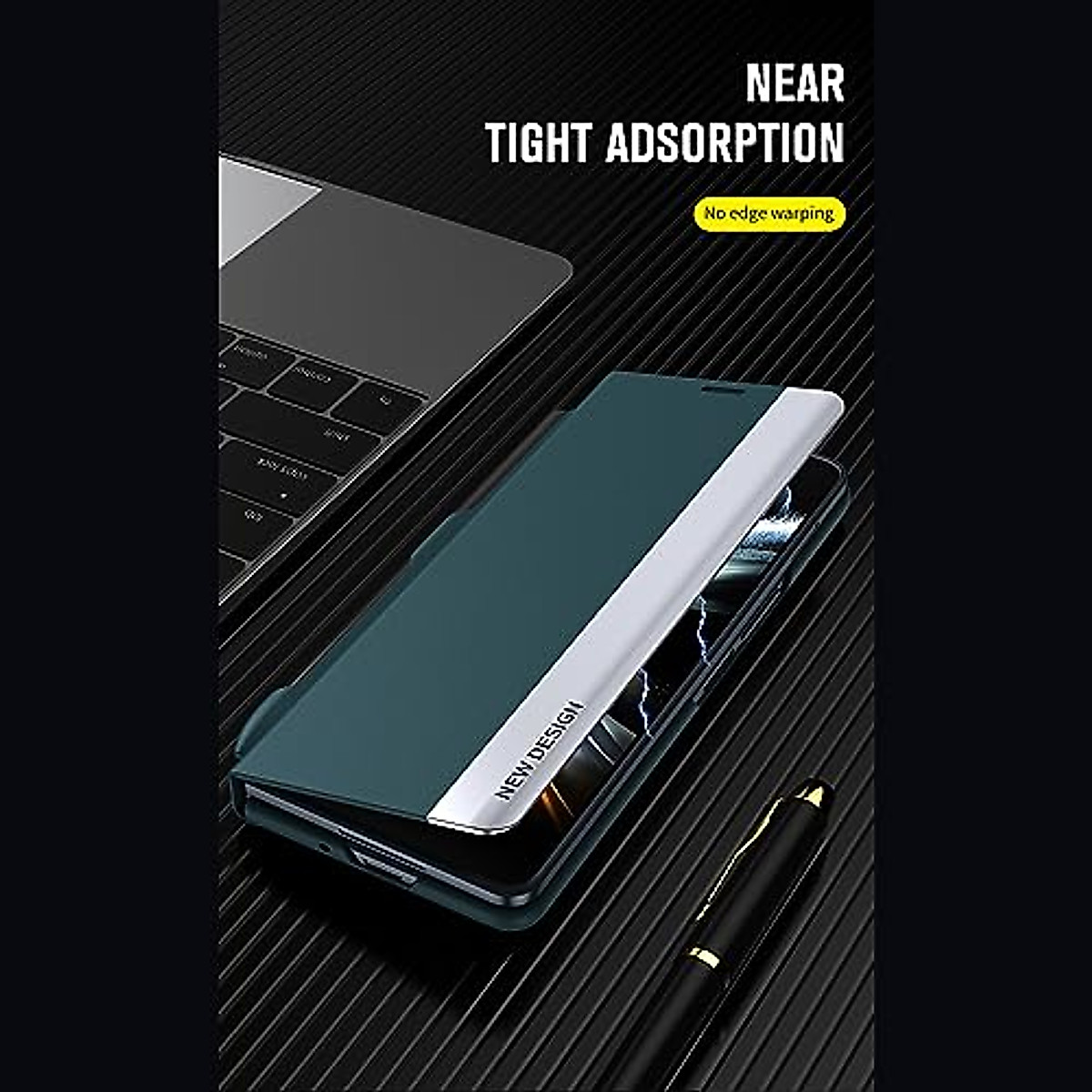 Phone case for Samsung Galaxy Z Fold 5 2023 Magnetic Translucent Plating Leather Flip Case + PC Smart Full Body Protective Shell Stand Holder Cover for Samsung Galaxy Z Fold 5 2023 Phone Cover (Color