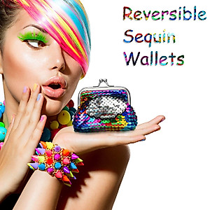 Frienda Sequin Coin Purses Reversible Sequin Mini Wallets Pouches Colorful Sequins Bags for Women Party Favor
