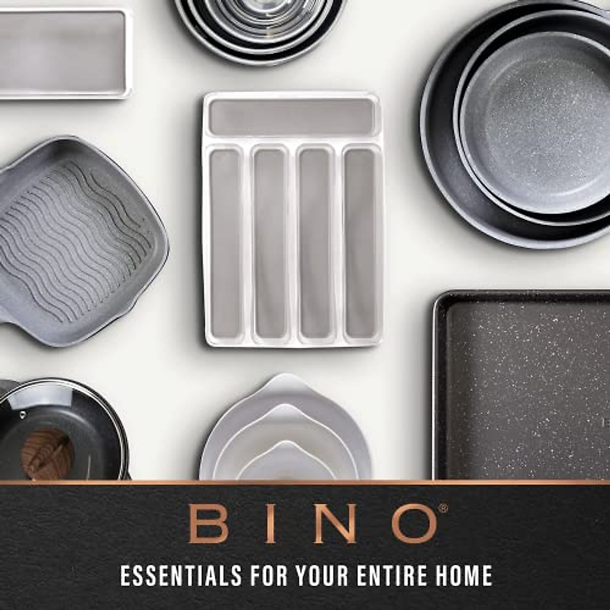 BINO 2-Pack Plastic Storage Basket, Beige - Small | Multi-Use Storage Basket | Rectangular Cabinet Organizer | Baskets for Organizing with Handles | Home & Office Organization & Container Storage