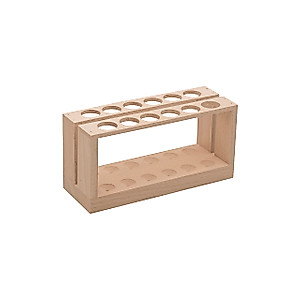 EISCO Wooden Test Tube Rack - Holds 12 x 15mm Diameter Tubes - 6" Wide, 2.7" Tall - Economy Unfinished Hardwood Construction Labs