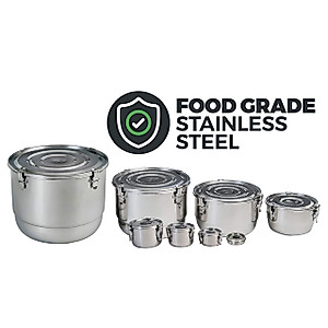 CVault 4 Liter Airtight Humidor Storage Container for Herbs, Weed, Spices, Food - Stainless Steel Harvest Container w/ Humidity Pack