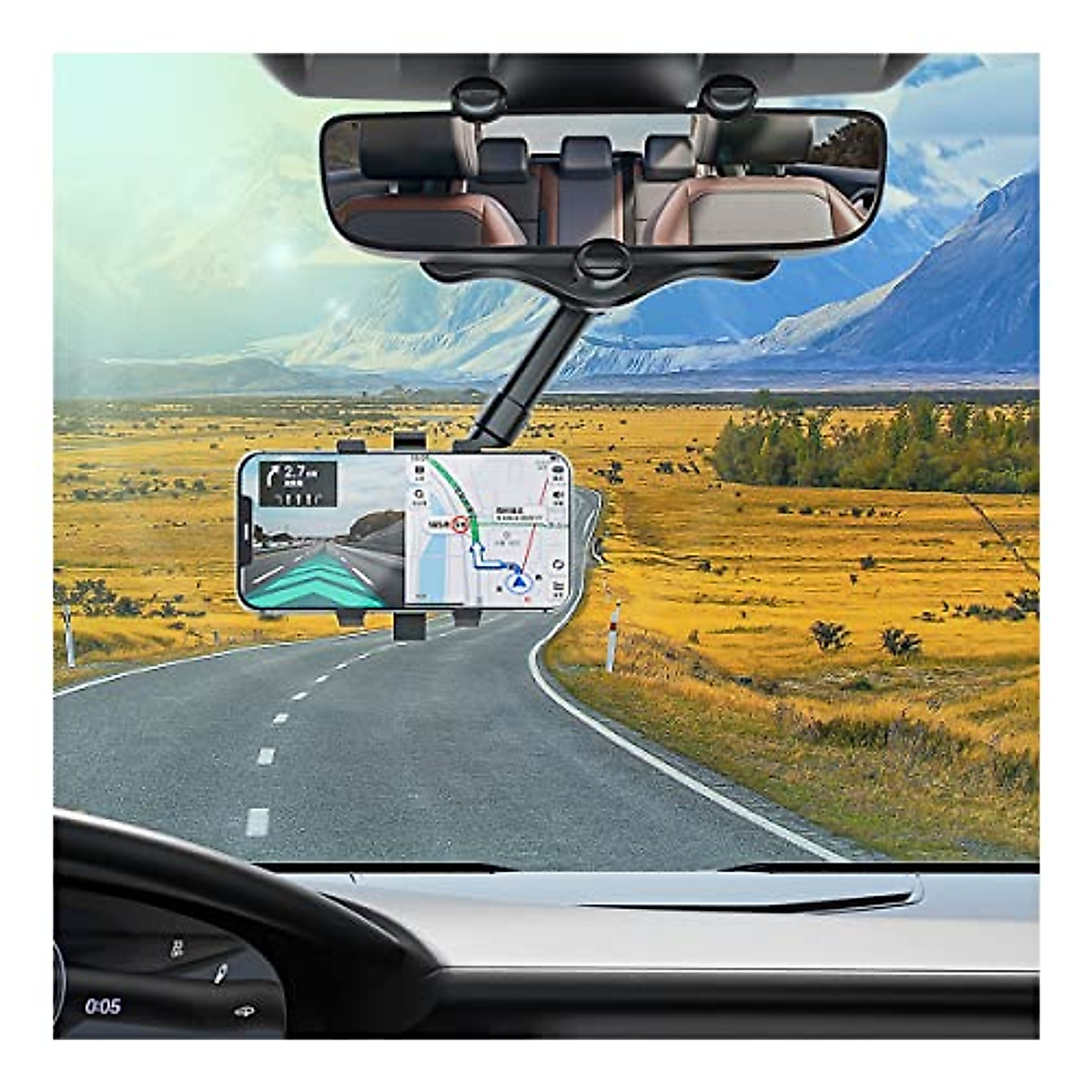 Car Phone Holder for Rear View Mirror, 360° Rotatable Multifunctional Rearview Mirror Phone Holder Cradle for Most Mobile Phone Devices, Mobile Phone Cradles for Most Cars, Car Accessories