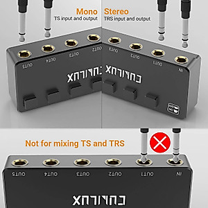 Cubilux 5-Way 6.35mm Stereo Audio Splitter with Switch, Passive Multi 1/4” AUX Distributor, Quarter Inch TRS Splitter Box/HUB for Instrument Cable, Headphones, Speaker, Guitar, Keyboard, Pedal