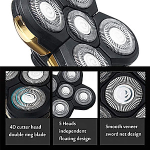 5 Head Shaver Heads, 2PCS Shaver Blade Heads Shaver Replacement for Electric Razor Shaving Bald Tool, Head and Face Electric Razor Shaver Head, Not Fit for Remington Razors