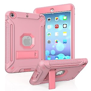 MAKEIT CASE iPad Mini Case, iPad Mini 3 Case Heavy Duty Hybrid Shockproof Protective Silicone and PC Hard Case Full-Body Rugged Protective Case with Kickstand for iPad Mini 1/2/3
