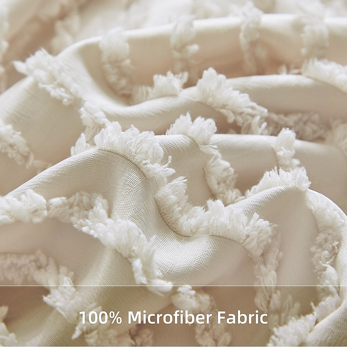 WARMDERN Boho Duvet Cover Set King Size,Khaki Striped Duvet Cover Microfiber Bedding Set,3PCS Ultra Soft Breathable Lightweight Tuft Texture Pattern Duvet Covers with Zipper Closure(Khaki,King)