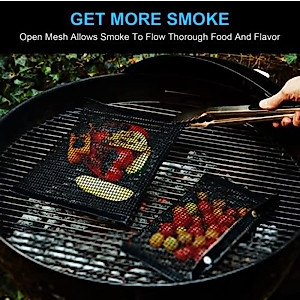 WOHLOPL Mesh Grill Bags - Reusable Non-Stick BBQ Mesh Grill Bags,Large Barbeque Bags for Grilling, Easy to Clean, 15.7 x 10.6 Inch (2 pcs)