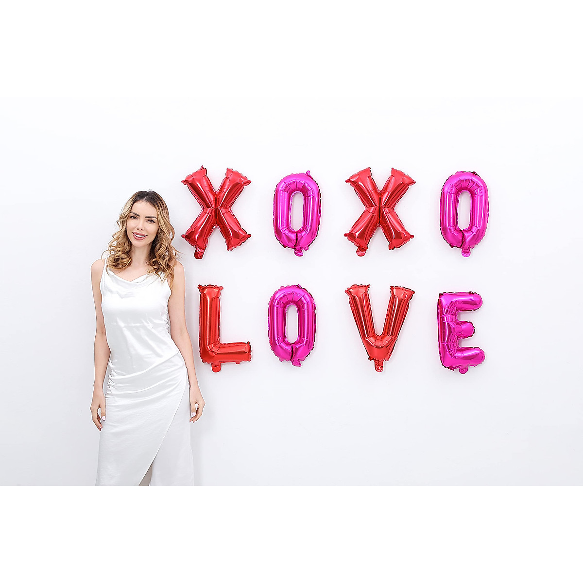 16 Inch XOXO LOVE Letters Pink Red Foil Balloons (XOXOLOVE)