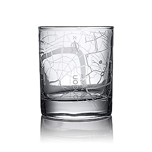London City Map Whiskey Glass, Unique Gift, 10.5 oz