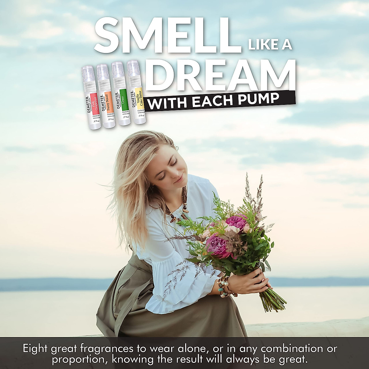 DEMETER Happy Foolproof Blending Set, Pink Grapefruit, Fuzzy Navel, Grass, Vanilla Cake Batter, Fresh Brewed Coffee, Bulgarian Rose, Apple Blossom, Pixie Dust, Set of 8 Perfumes