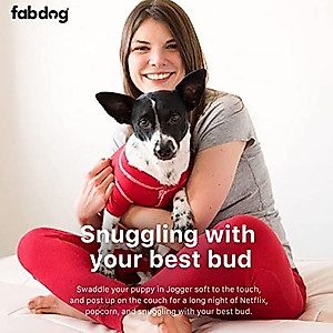 fabdog Dog Jogger Hoodie - Comfy Velour Dog Sweater For All Dogs - Soft, Lightweight Dog Clothes Ideal For Gift - Fits Neck Sizes 20" | Pink