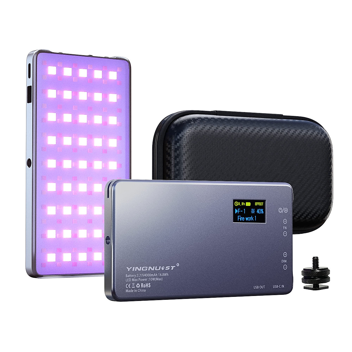 LED Portable Camera Video Light: 4000mAh Rechargeable RGB Color Panel Lights with Cold Shoe Mount for DSLR Cameras Photography Lighting