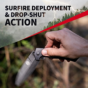 Off-Grid Knives - Stinger XL Folding Knife w. Spear Point Blade, Crucible 154CM Steel, G10 Scales, Deep Carry Clip (Blackwash)