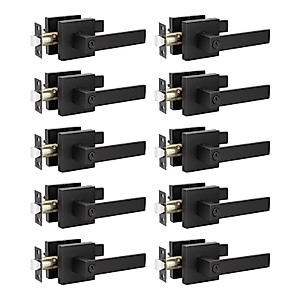 KNOBWELL 10 Pack Heavy Duty Door Lever Lock Privacy Door Lever Without Key Interior Door Handles Matte Black Finish, 2.07 lb One Lever, Left or Right Handing