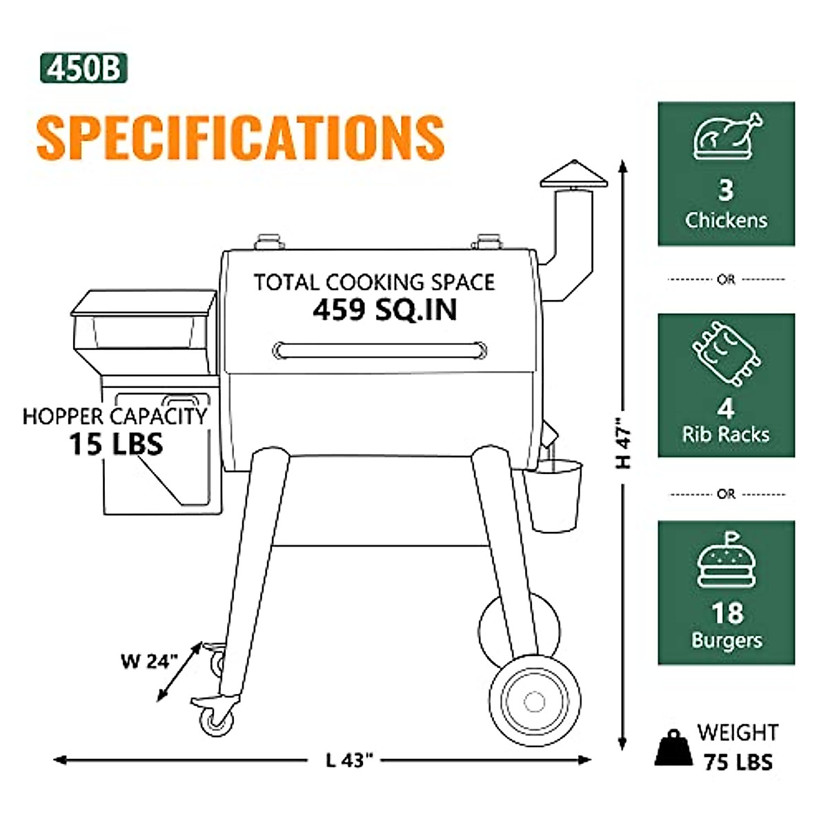 Z GRILLS PIONEER 450B Wood Pellet Grill and Smoker