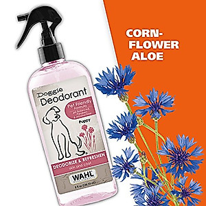 Wahl Cornflower Aloe Pet Deodorant Spray for All Dogs & Cats – Clean Fresh Smell Refreshes & Deodorizes – 8 oz - Model 820009A