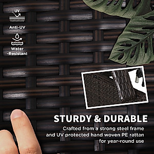 Outsunny Wicker Outdoor Chaise Lounge Set of 2, 5-Level Adjustable Backrest PE Rattan Pool Lounge Chair with Wheels, Cushion & Headrest, Brown and Cream White