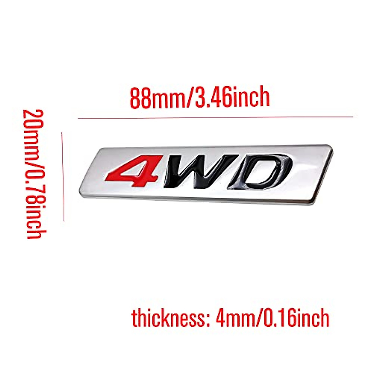 Nawpheki 4WD Emblem Badge Decals, Aluminum Alloy All Wheel Drive Car Side Fender Panel Sticker Replacement for Off Road SUV Auto Truck (Red/Black)