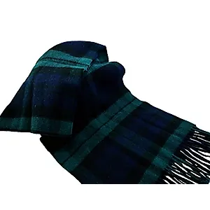 Biddy Murphy 100% Irish Lambswool Plaid Scarf, Soft & Warm, Celtic Tartan Pattern, Blackwatch